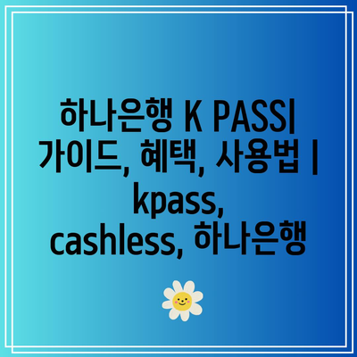 하나은행 K PASS| 가이드, 혜택, 사용법 | kpass, cashless, 하나은행 - 알면 돈되는 정보